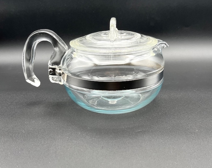 Vintage PYREX Clear Glass Flameware Glass Teapot | Stainless & Glass ...