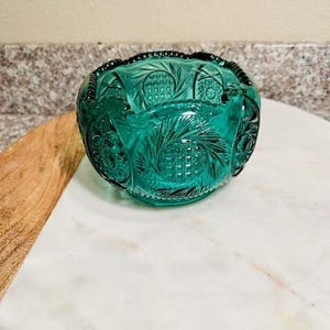Fenton Starburst Spruce Green Glass Rose Bowl | Vintage MCM Fenton Rose ...