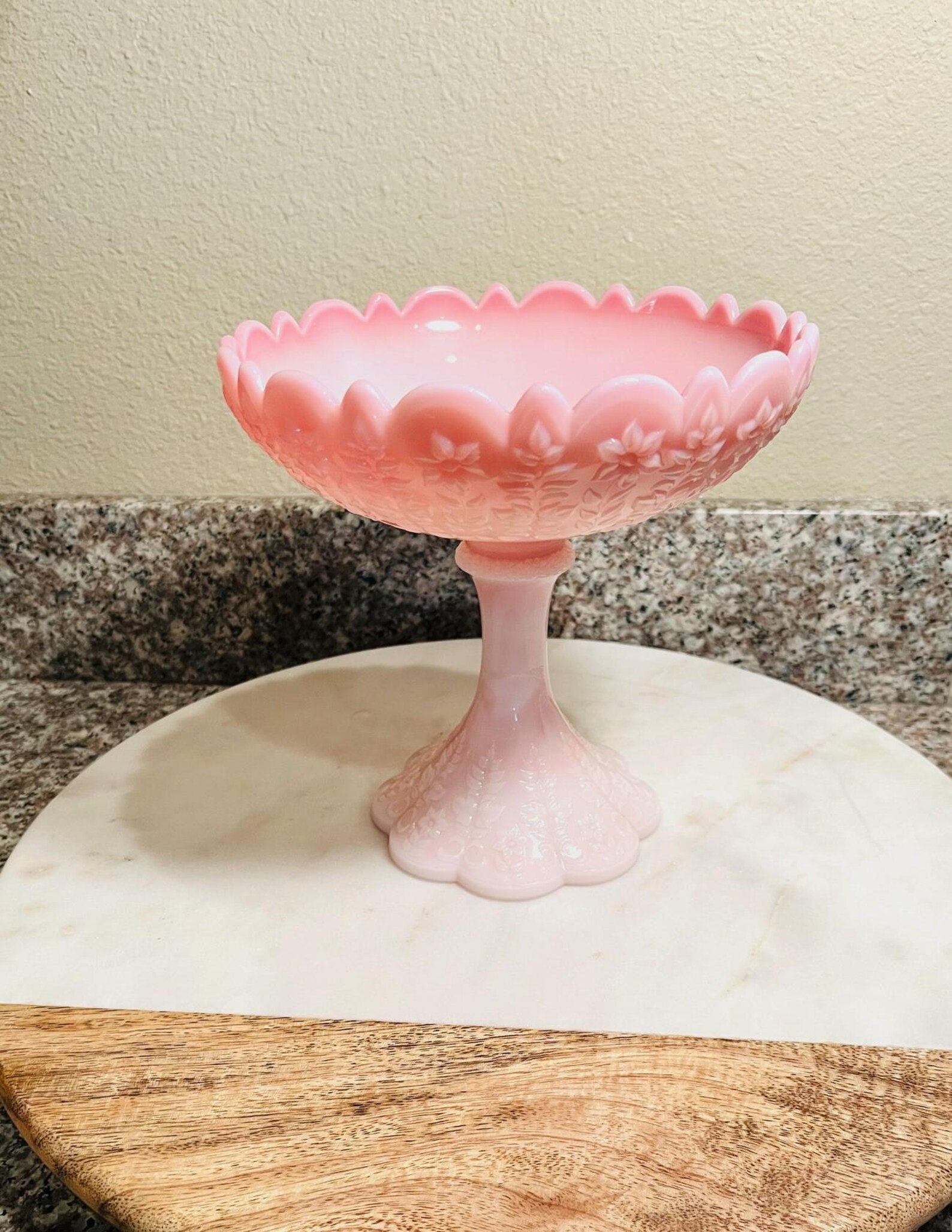 Fenton Pink Roselene Glass Pink Pedestal Compote Candy Dish Vintage ...