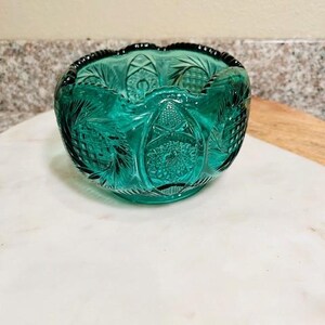 Fenton Starburst Spruce Green Glass Rose Bowl | Vintage MCM Fenton Rose ...