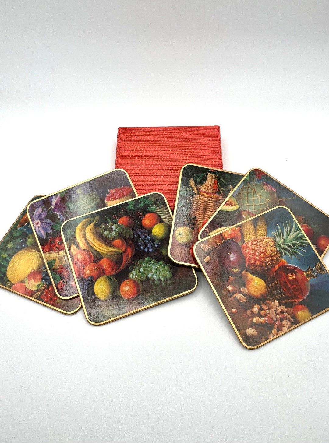 Win-el-ware Fruit Design Trivets Coasters Original Box Made in England ...
