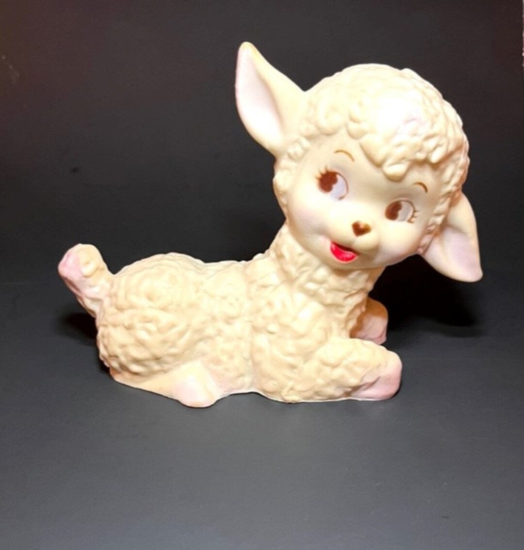 Vintage Rubber Squeaky Lamb Baby Toy Brown Eyes Sheep Sun Rubber ...