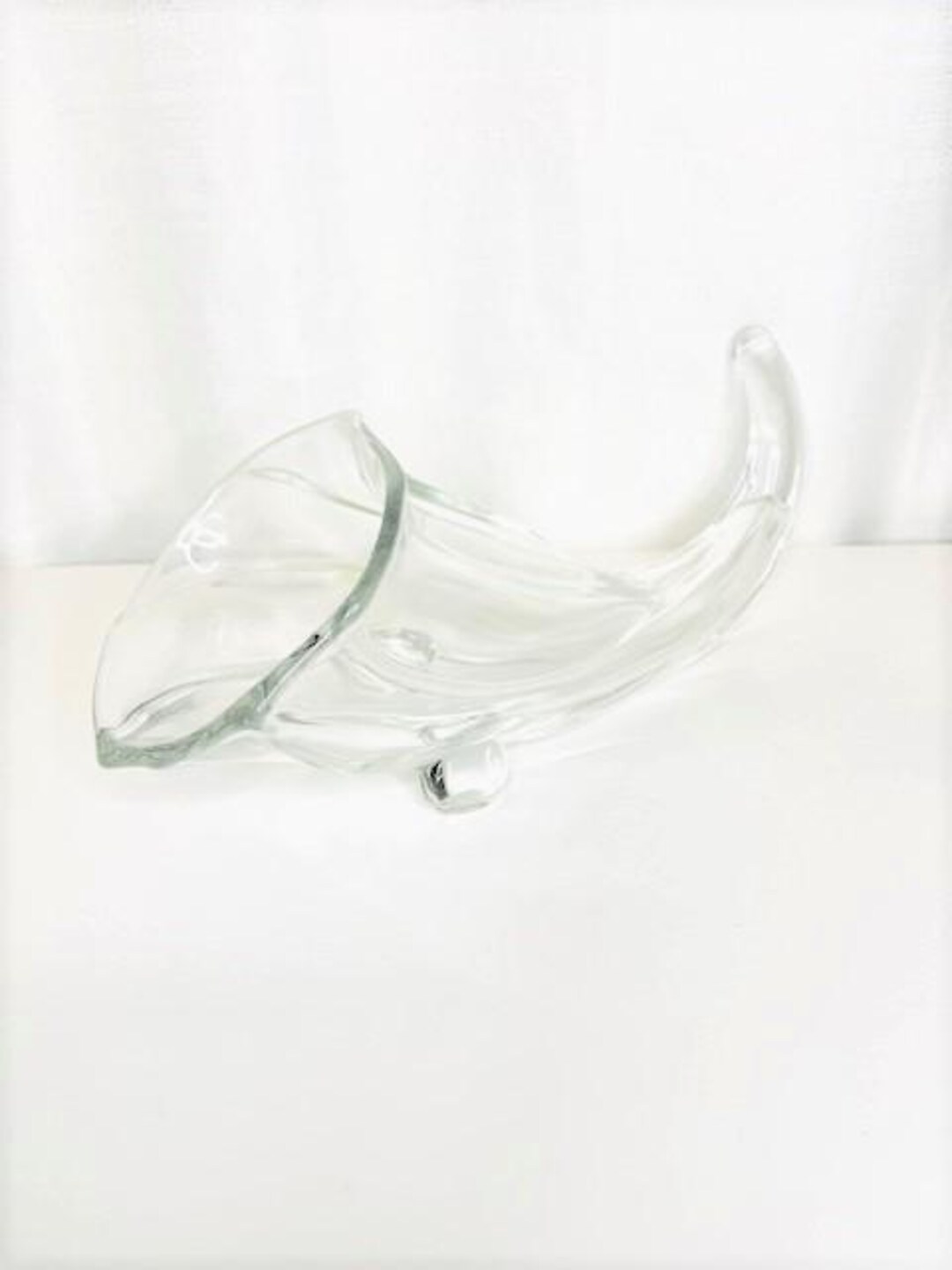 Duncan & Miller Clear Glass Cornucopia Horn Vase Vessel Small Feet ...