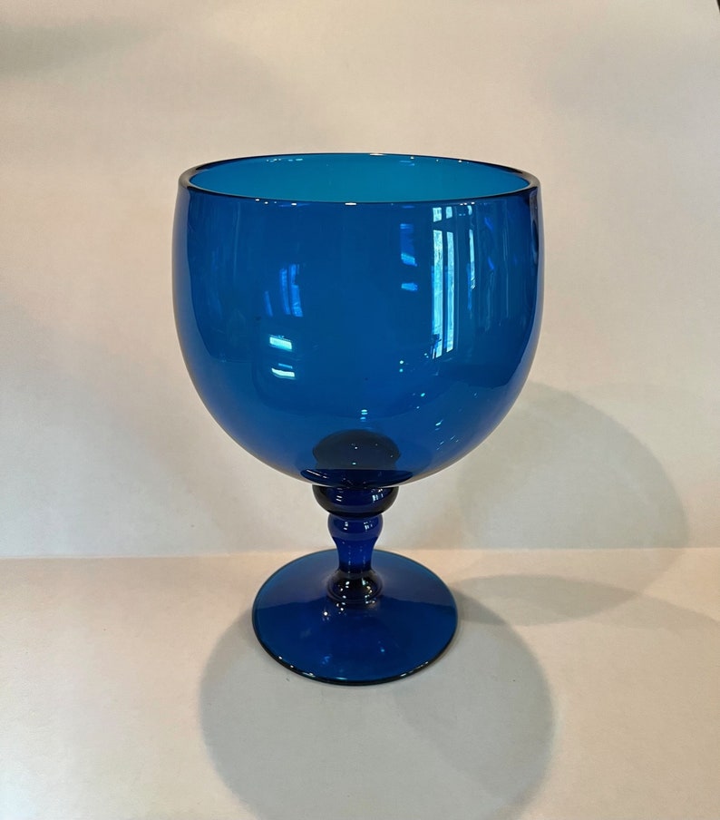 Vintage Blown Glass Cobalt Blue Glass Footed Compote Indiana Glass Co ...
