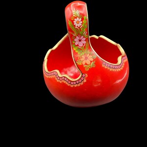 Hand Made Gourd Basket Hand Painted Carved Gourd Gourd Art Basket Red ...