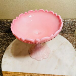 Fenton Pink Roselene Glass Pink Pedestal Compote Candy Dish | Vintage ...