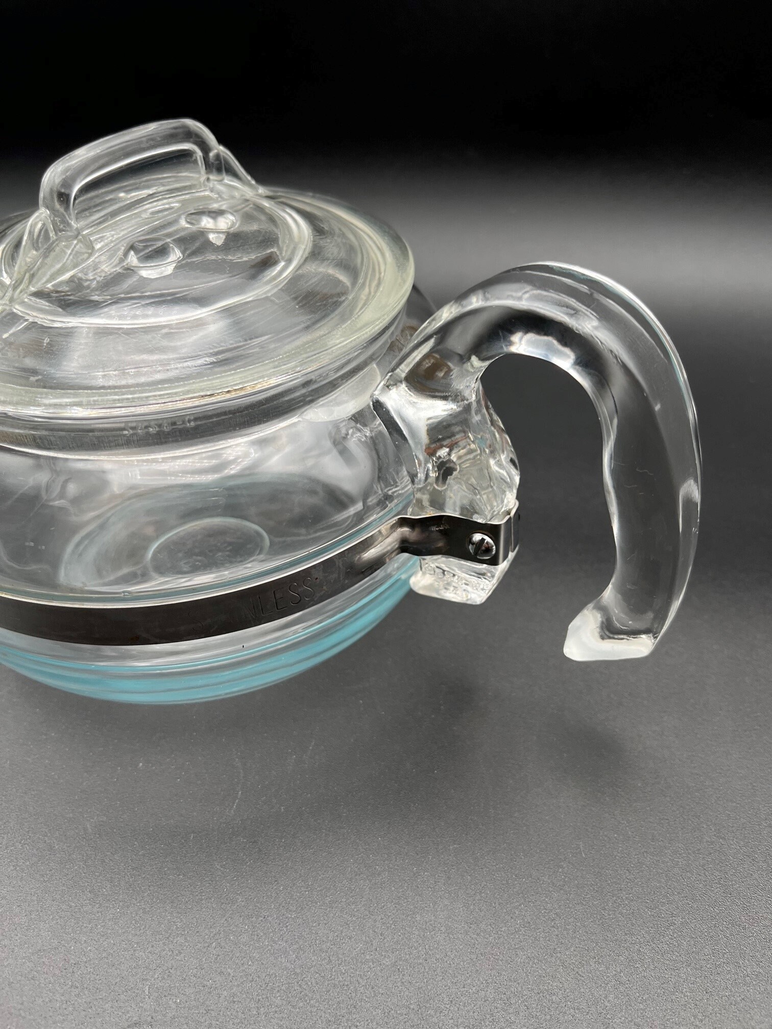 Vintage PYREX Clear Glass Flameware Glass Teapot Stainless & - Etsy