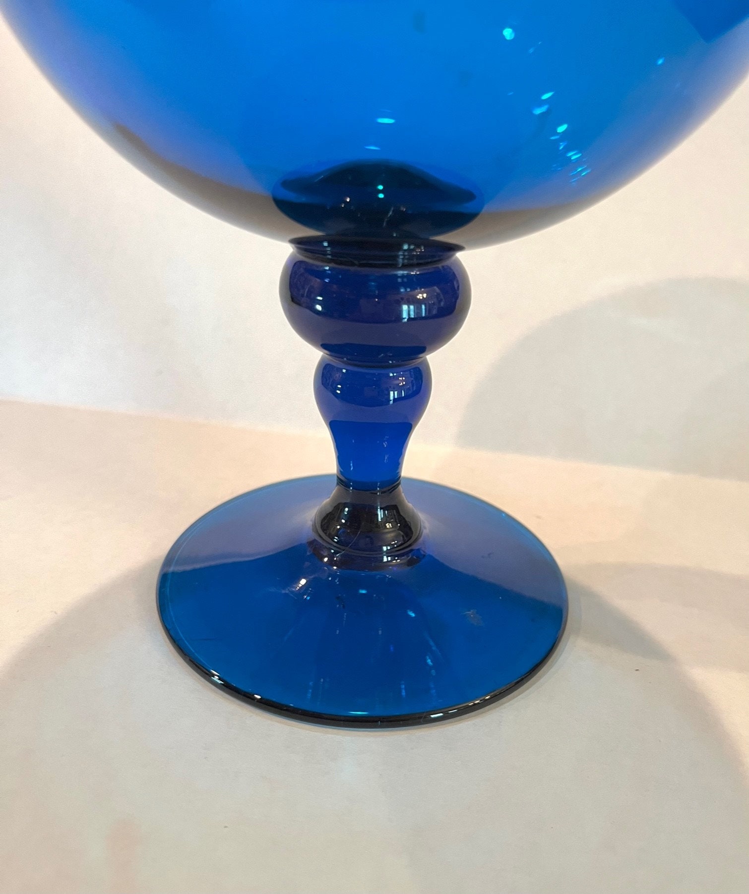 Vintage Blown Glass Cobalt Blue Glass Footed Compote Indiana Glass Co ...