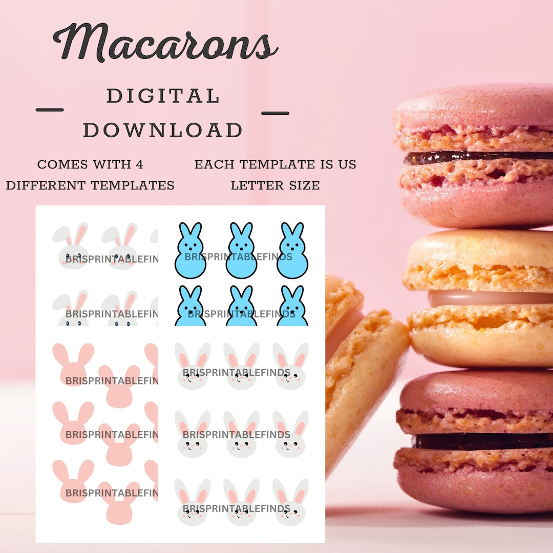 Cute Easter Bunny Shaped Macaron Template - Bundle of 4 Templates ...