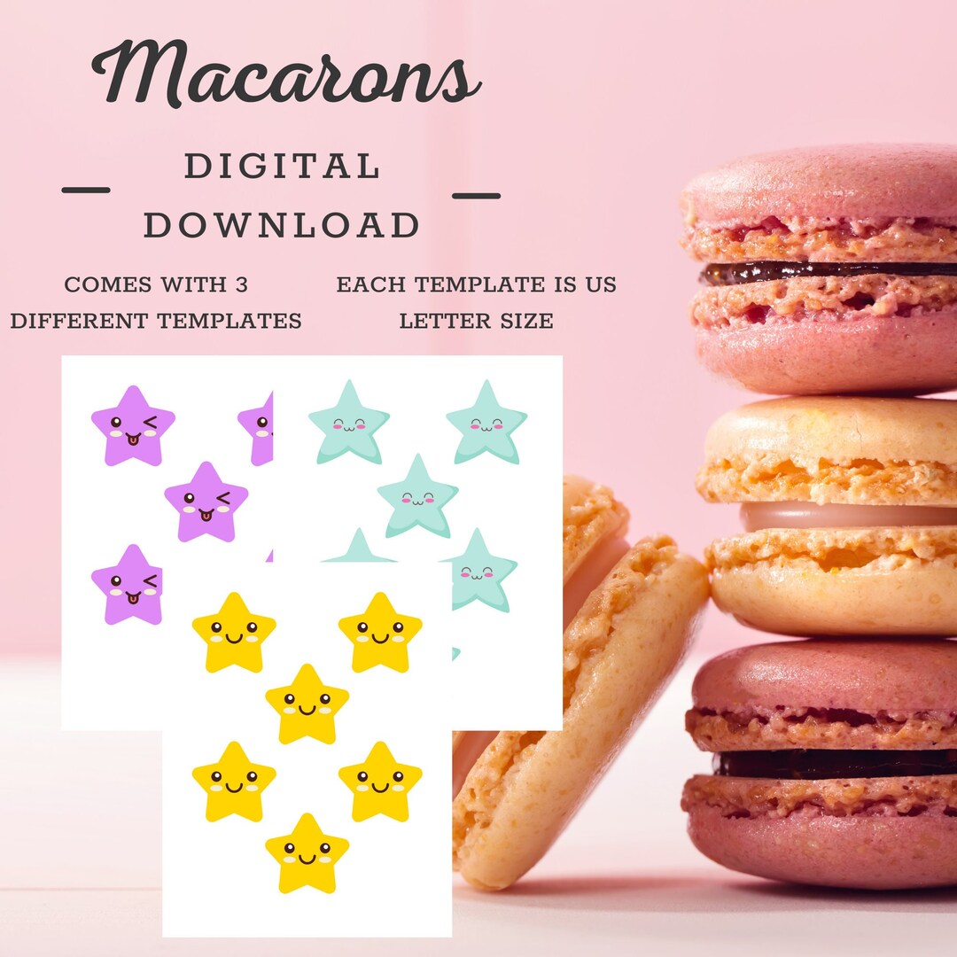 Cute Star Shaped Macaron Template - Bundle of 3 Templates - Character ...
