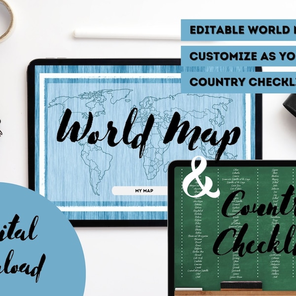 World Map Checklist - Etsy