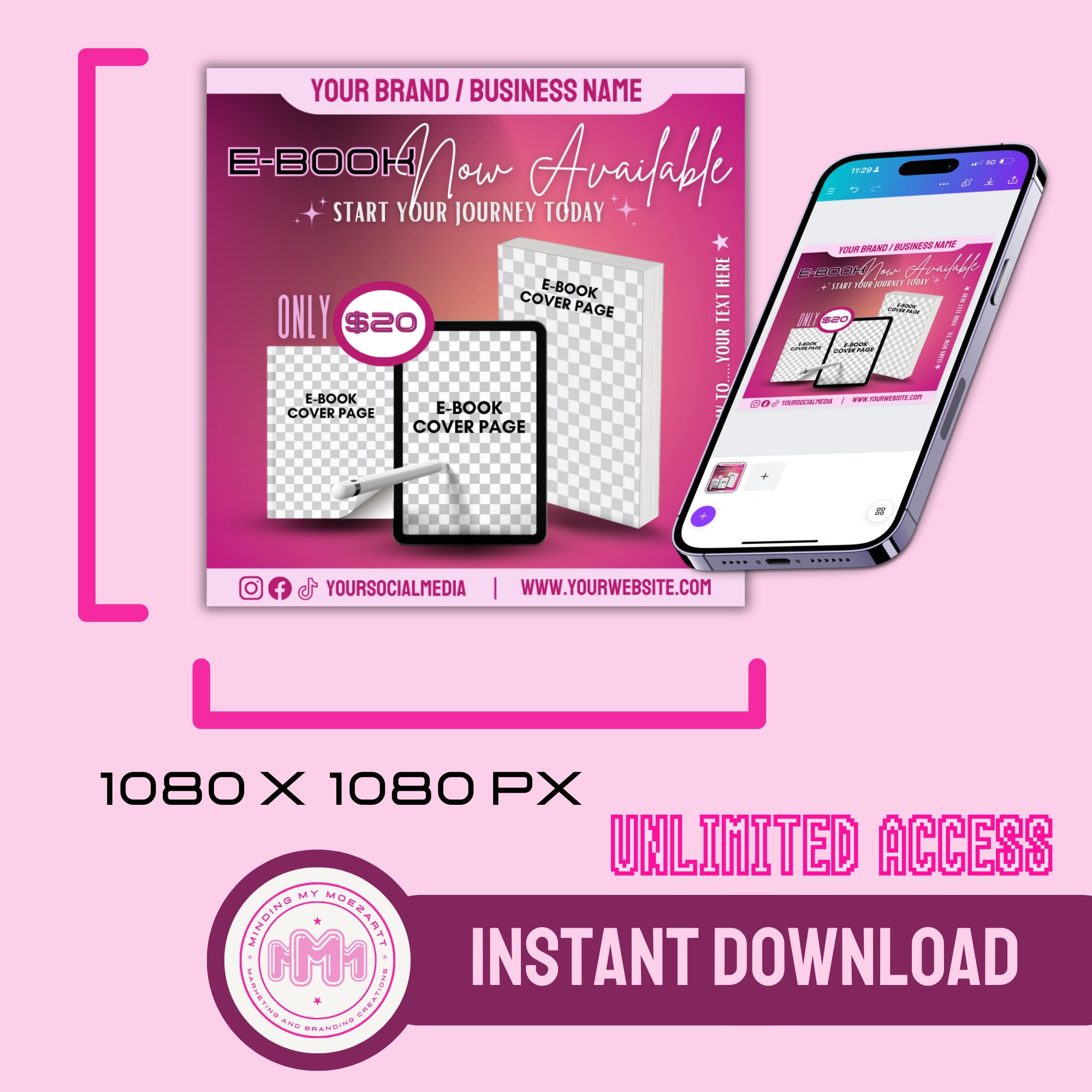 Ebook Cover Mockup | Ebook Cover Design, Ebook Flyer, DIY Editable ...