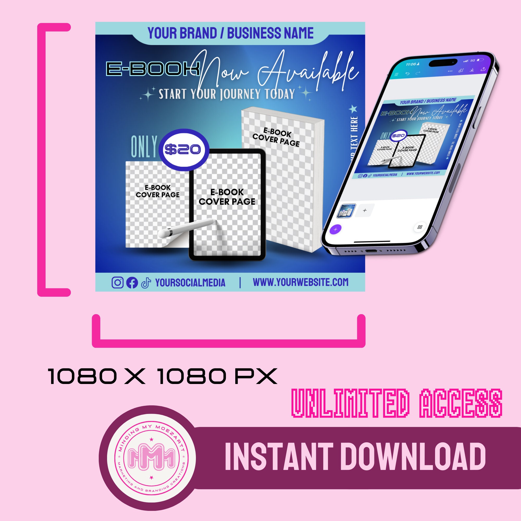 Ebook Cover Mockup Ebook Cover Design, Ebook Flyer, DIY Editable Ebook ...