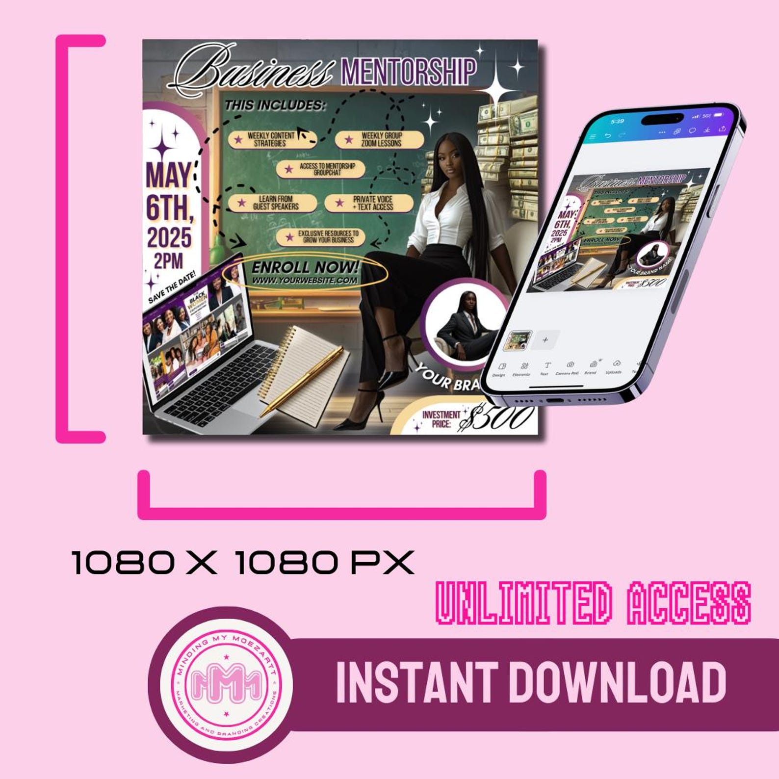 Business Mentorship Flyer | Editable Canva Template (digital Download ...