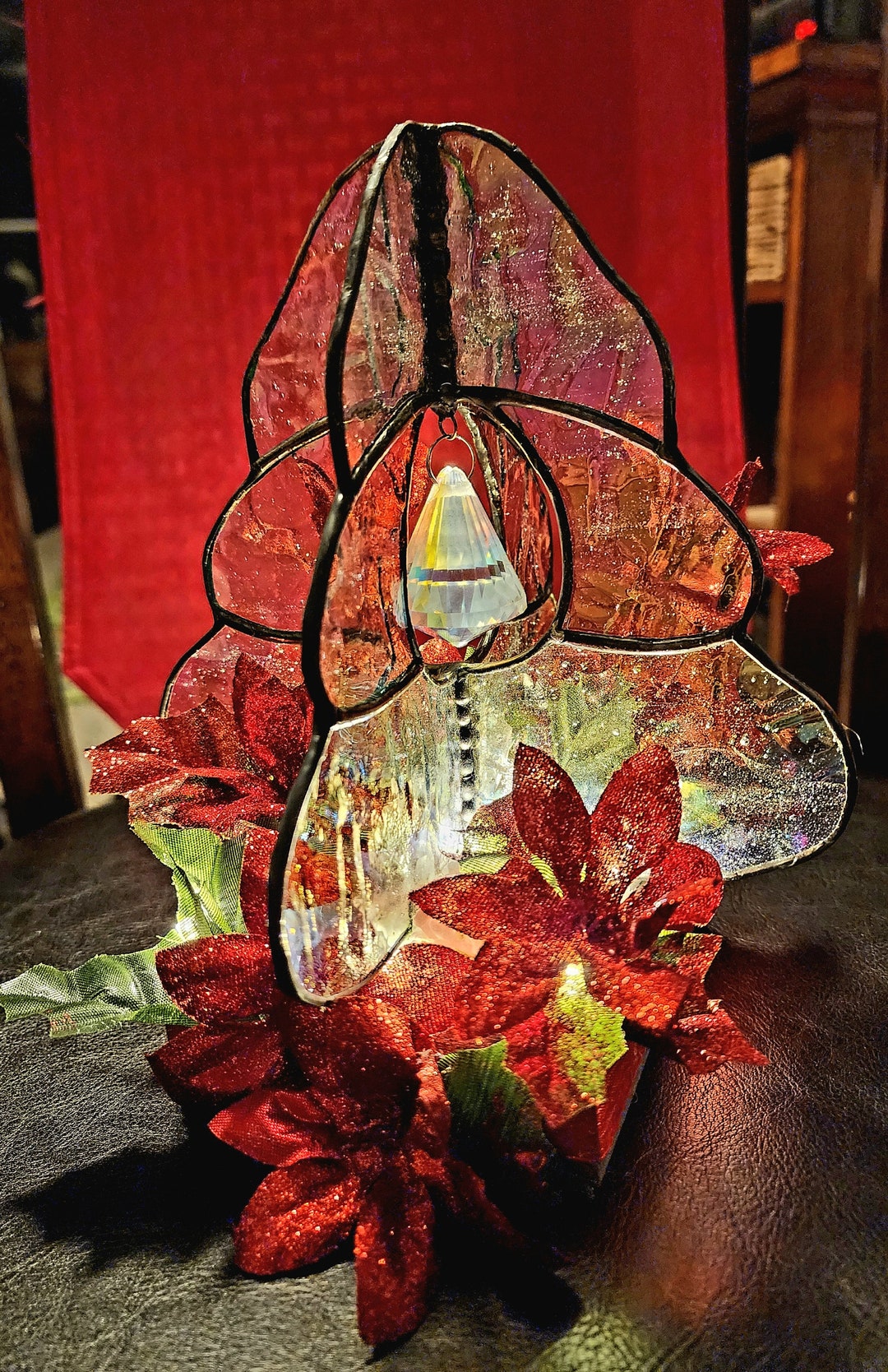 Stained Glass 3d Christmas Tree With Prism in the Center, Happy ...