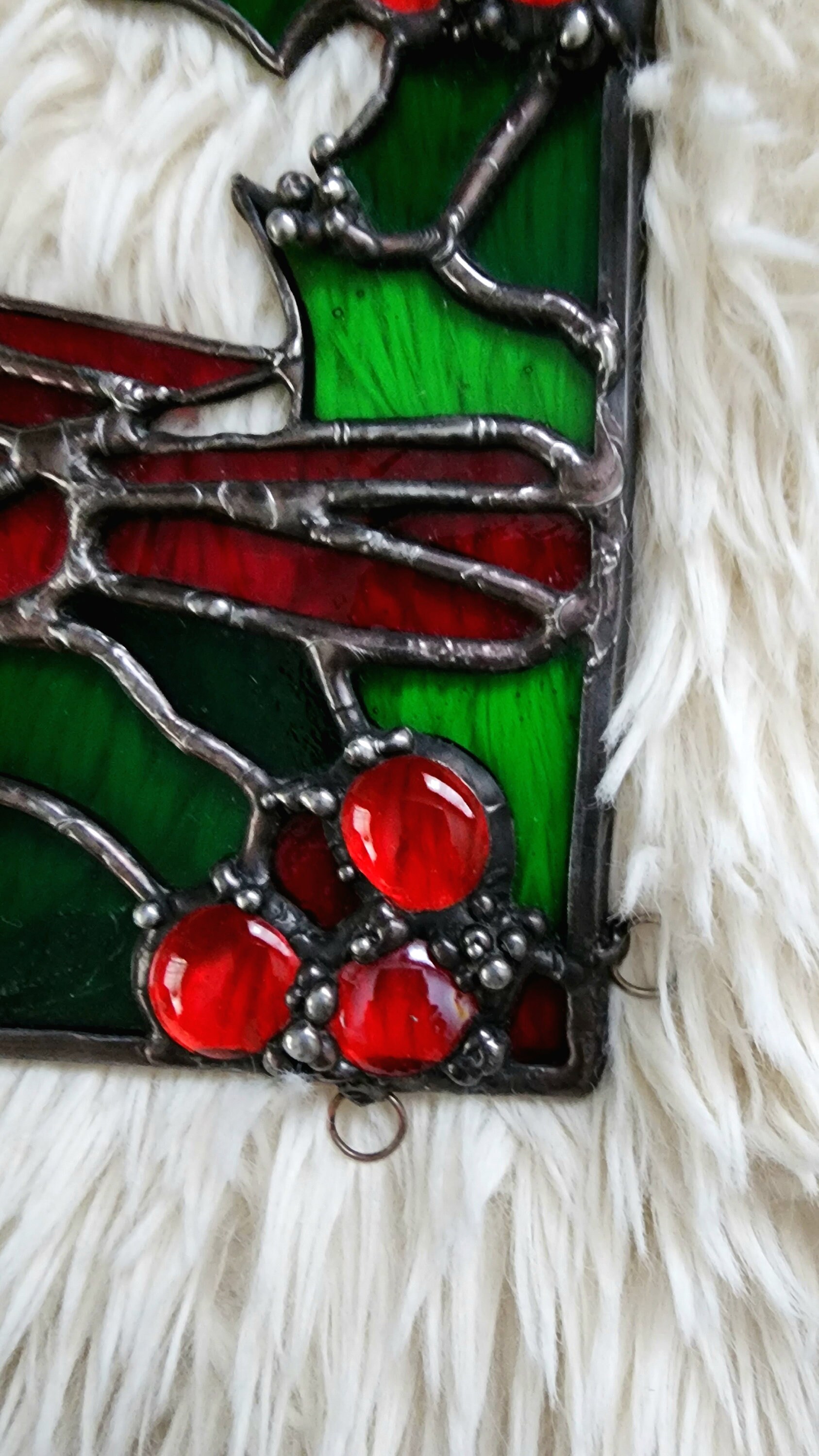 Stained Glass Window Corner Cardinal Sitting Amongst Holly and - Etsy