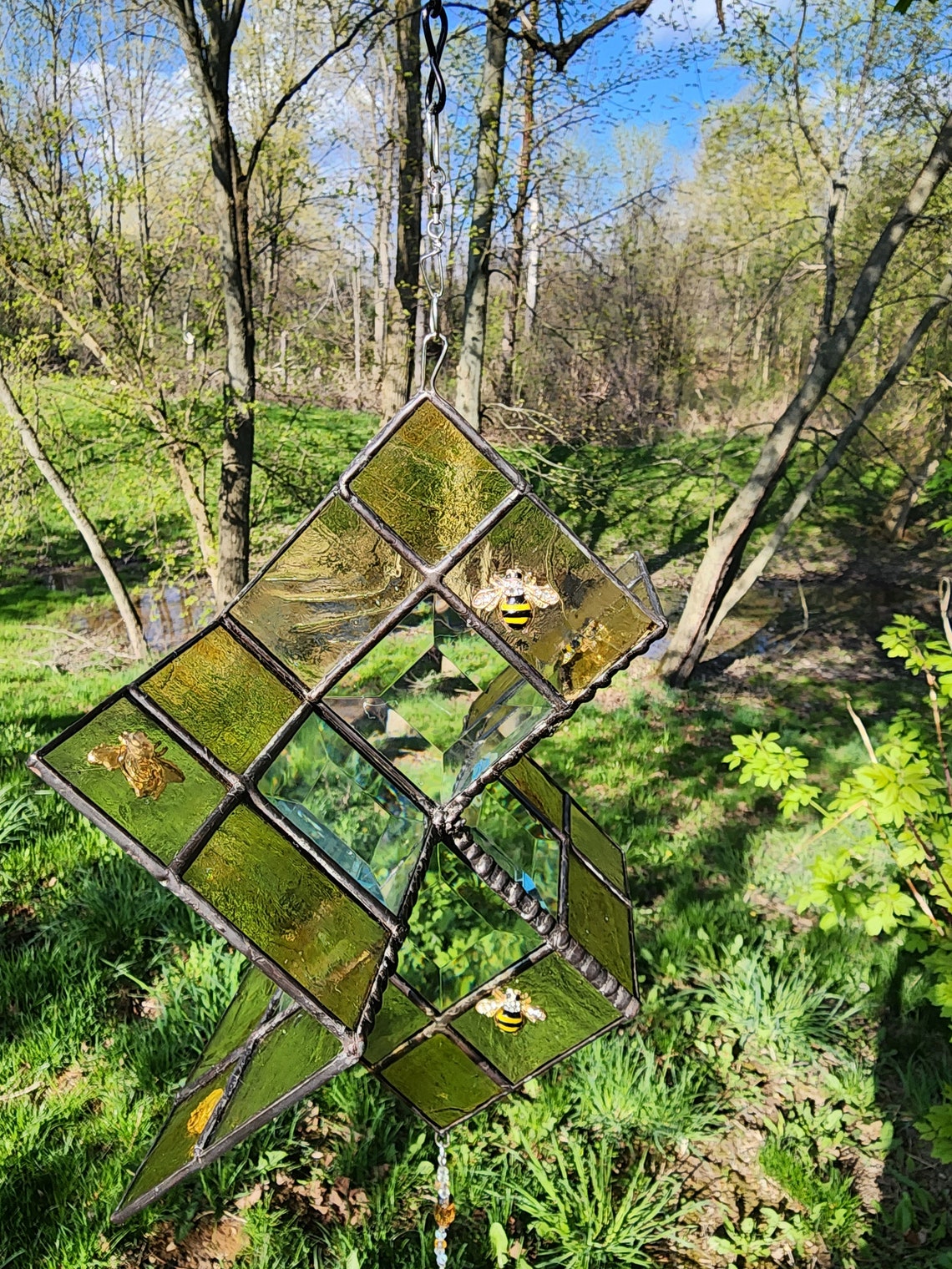 Stained Glass Spinner, Whirly Gigs, Summer, Simulated Bumble Bee Hive ...