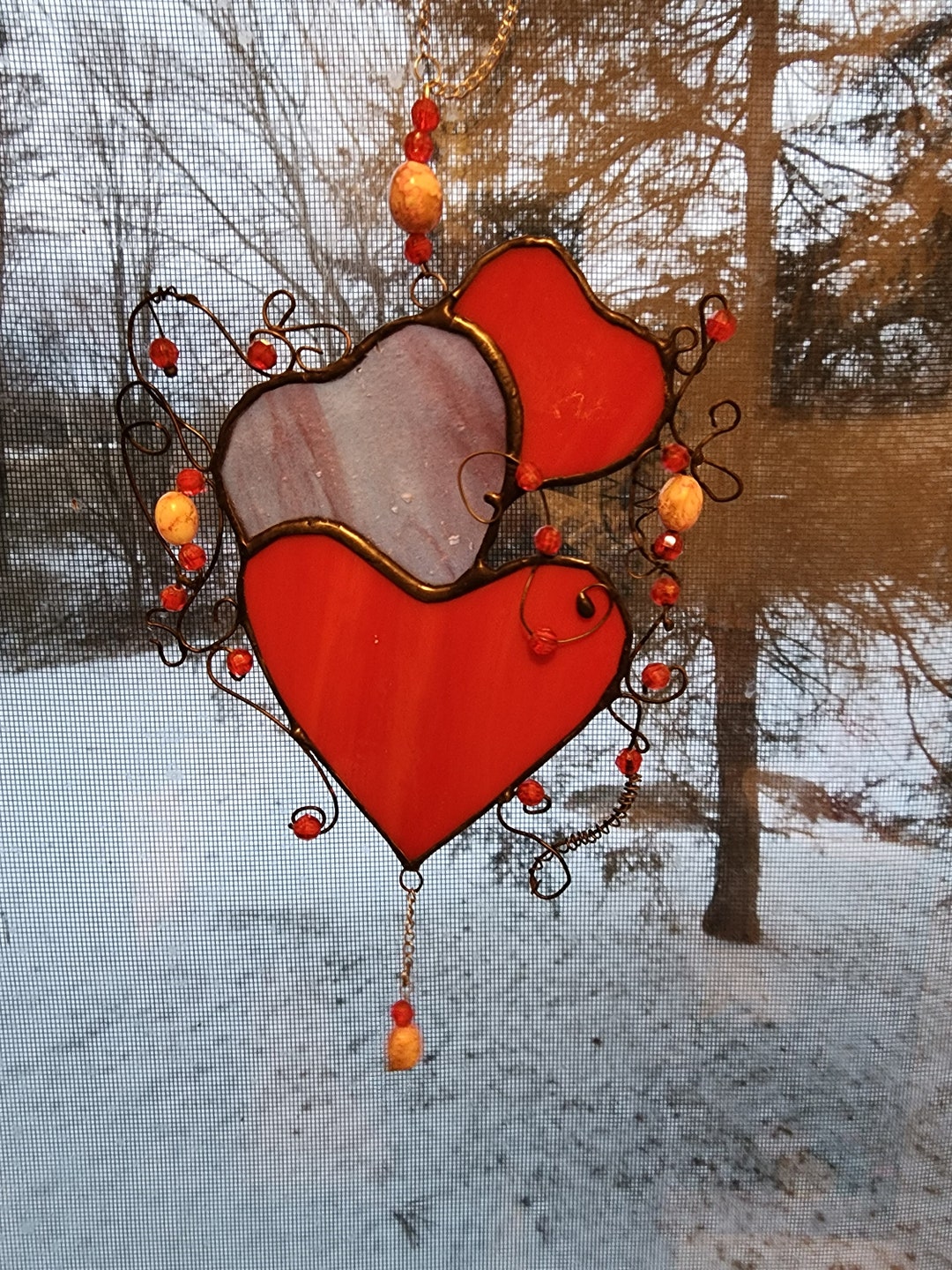 Triple Stained Glass Heart - Etsy