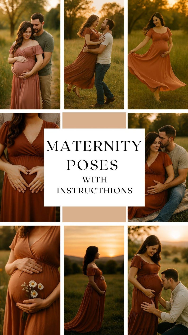 Maternity Photography Posing Guide With Prompts | Outdoor Couple & Solo ...