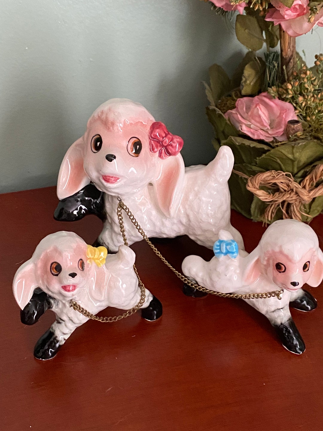Vintage Kitchy Chain Lamb Trio. Momma and Baby Lambs - Etsy