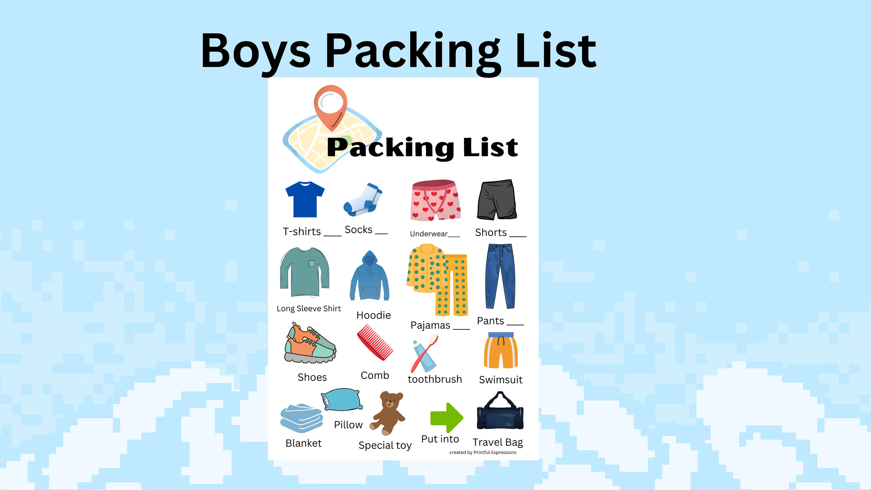 Boys Packing List - Etsy