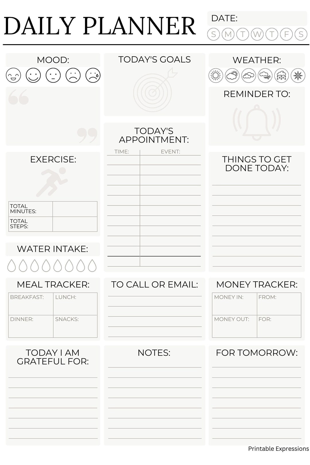 Simple Daily Planner Journal Digital Download Printable PDF - Etsy