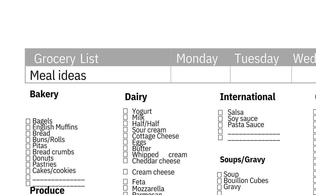 Best Shopping List! Grocery and Menu Planning Printable Instant ...
