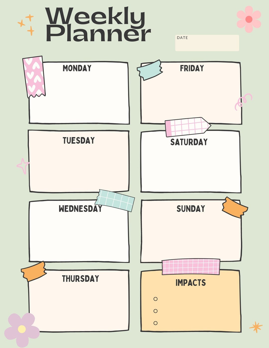 Weekly Planner Printable Student Planner Weekly Schedule - Etsy