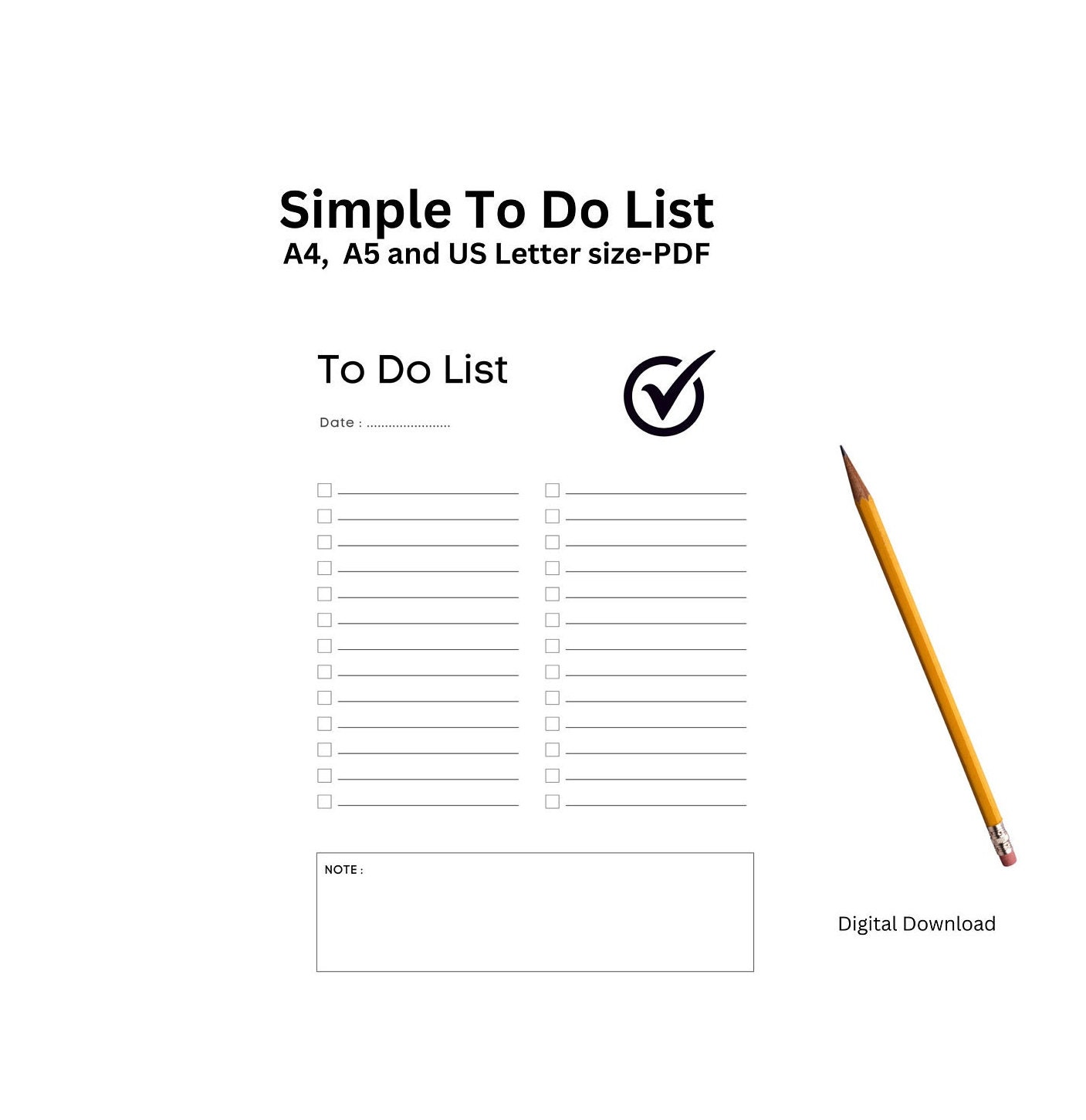 Simple Minimalistic to Do List, Printable to Do List, Download Simple ...