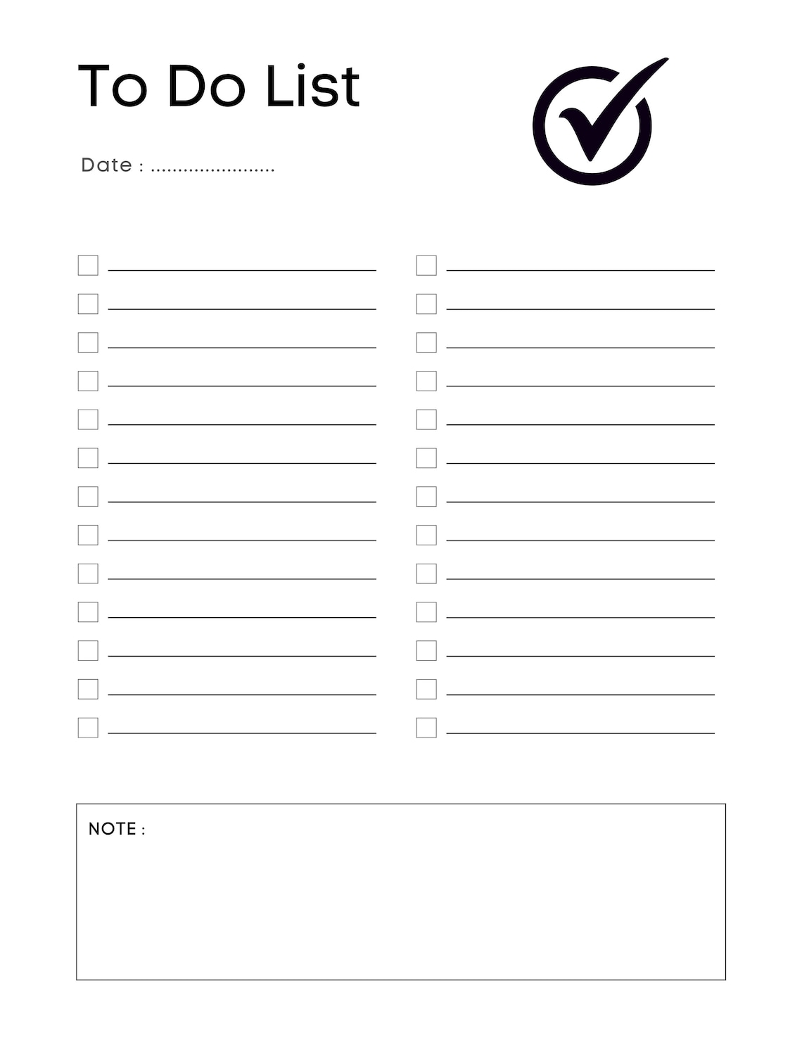 Simple Minimalistic to Do List, Printable to Do List, Download Simple ...