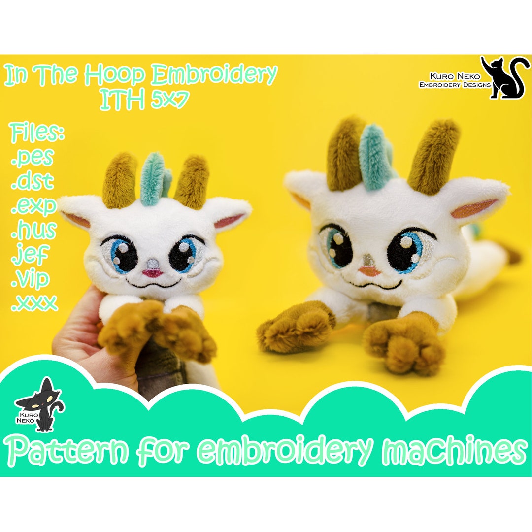 In the Hoop - Digital ITH Plush Pattern | Beanie Chibi Dragon | Little ...