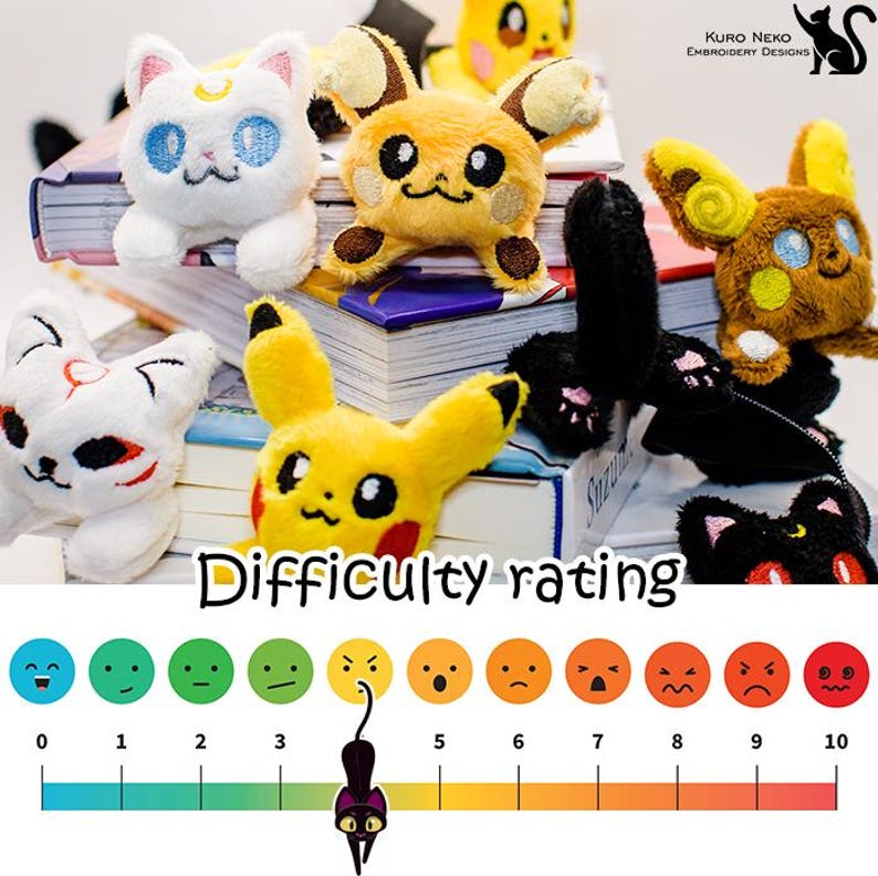 In the Hoop - Digital ITH Plush Pattern | Plush Bookmark Luna Jiji Cat ...