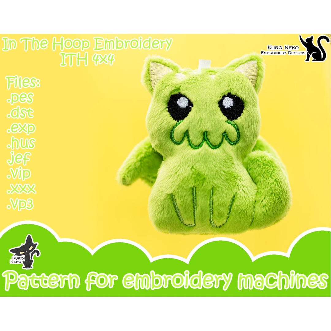 In the Hoop - Digital ITH Plush Pattern | Keychain Cthulhu Cat | Cute ...