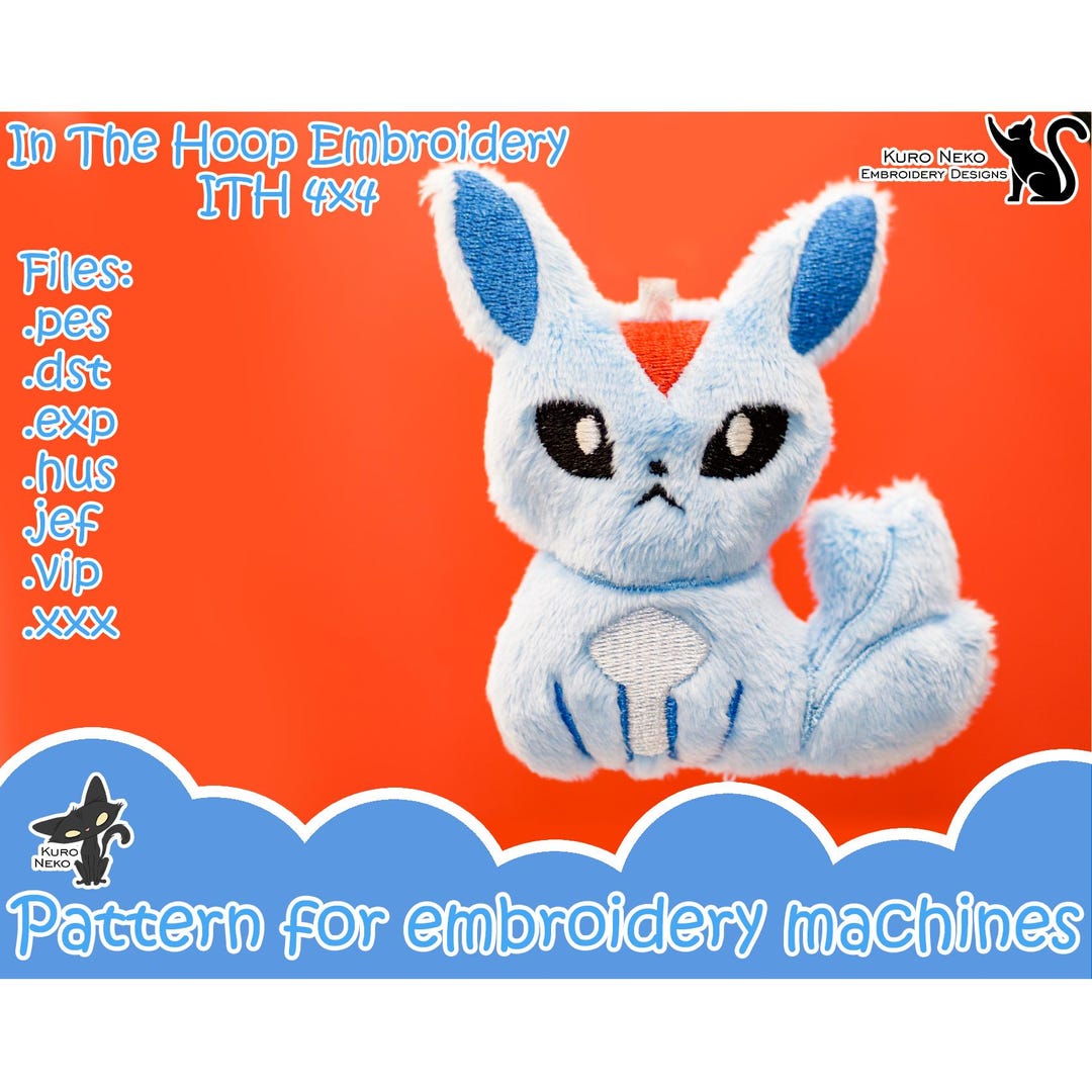 In the Hoop - Digital ITH Plush Pattern | Keychain Final Kitsune Cat ...
