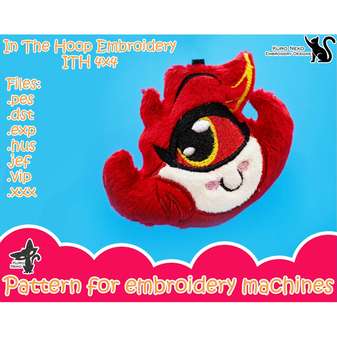 In the Hoop - Digital ITH Plush Pattern | Keychain Chibi Niffty | Anime ...