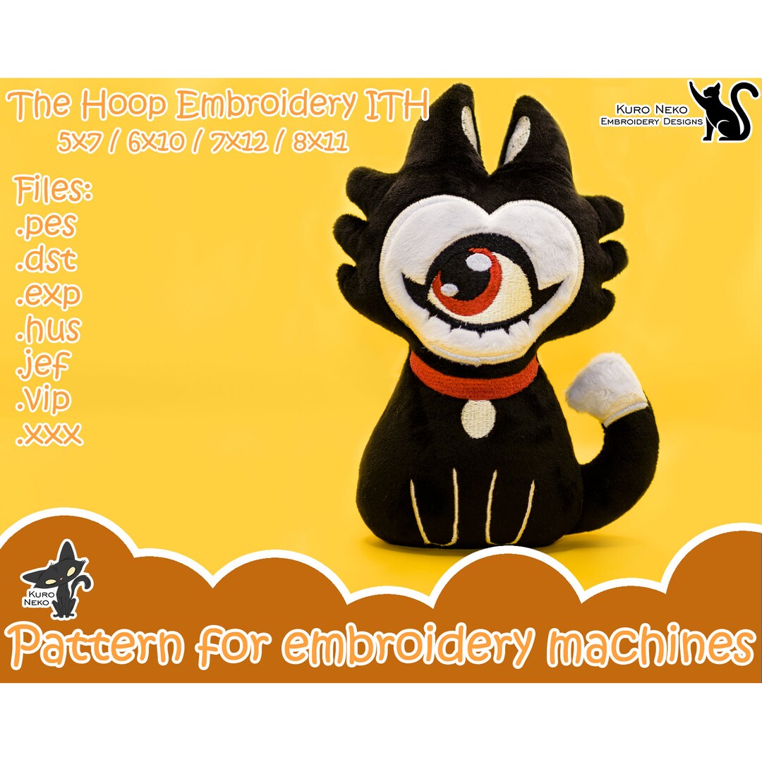 In the Hoop - Digital ITH Plush Pattern | Plushie Cute Chibi Cat Kee ...