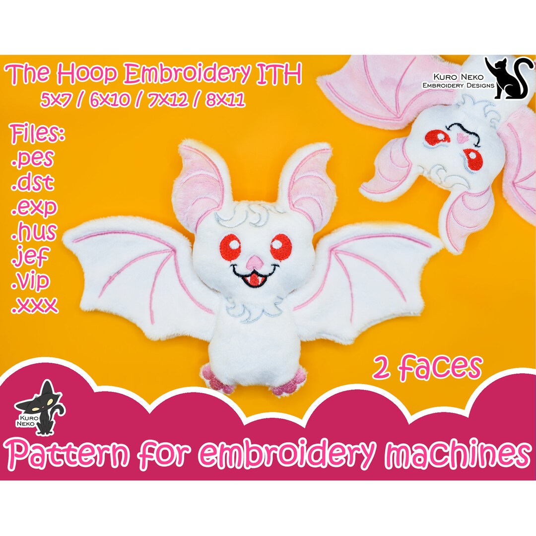 In the Hoop - Digital ITH Plush Pattern | Plushie Halloween Bat | Soft ...