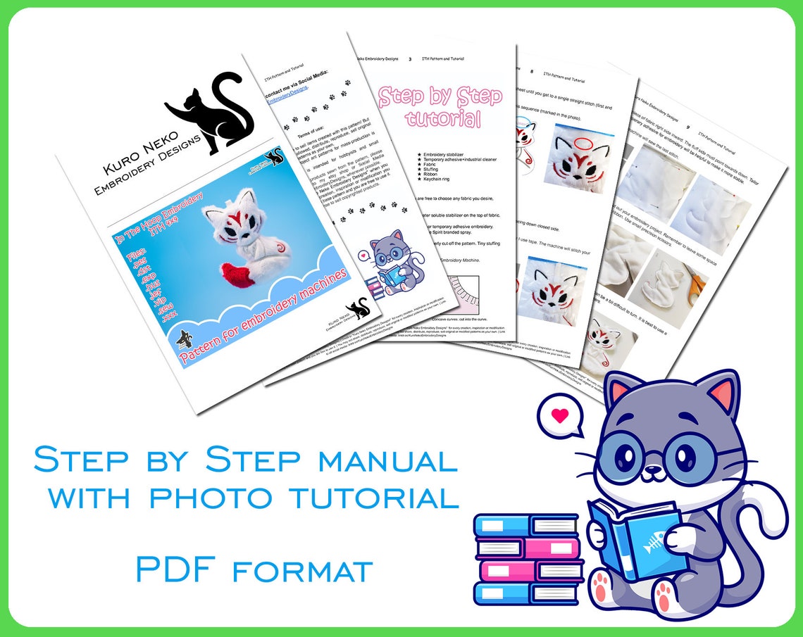 In the Hoop - Digital ITH Plush Pattern | Beanie Chibi Cat Kee Kee ...