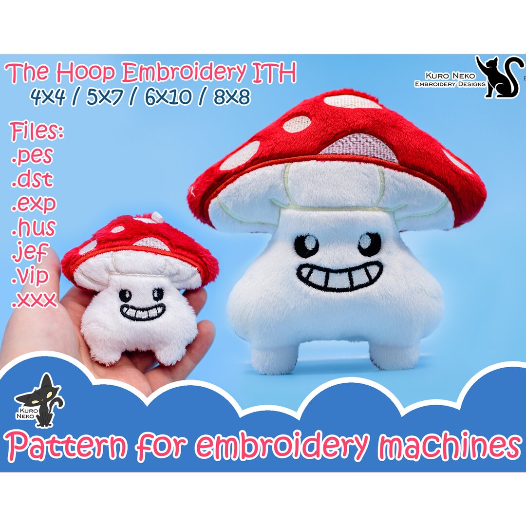 In the Hoop - Digital ITH Plush Pattern | Mushroom - Toadstool | Cute ...