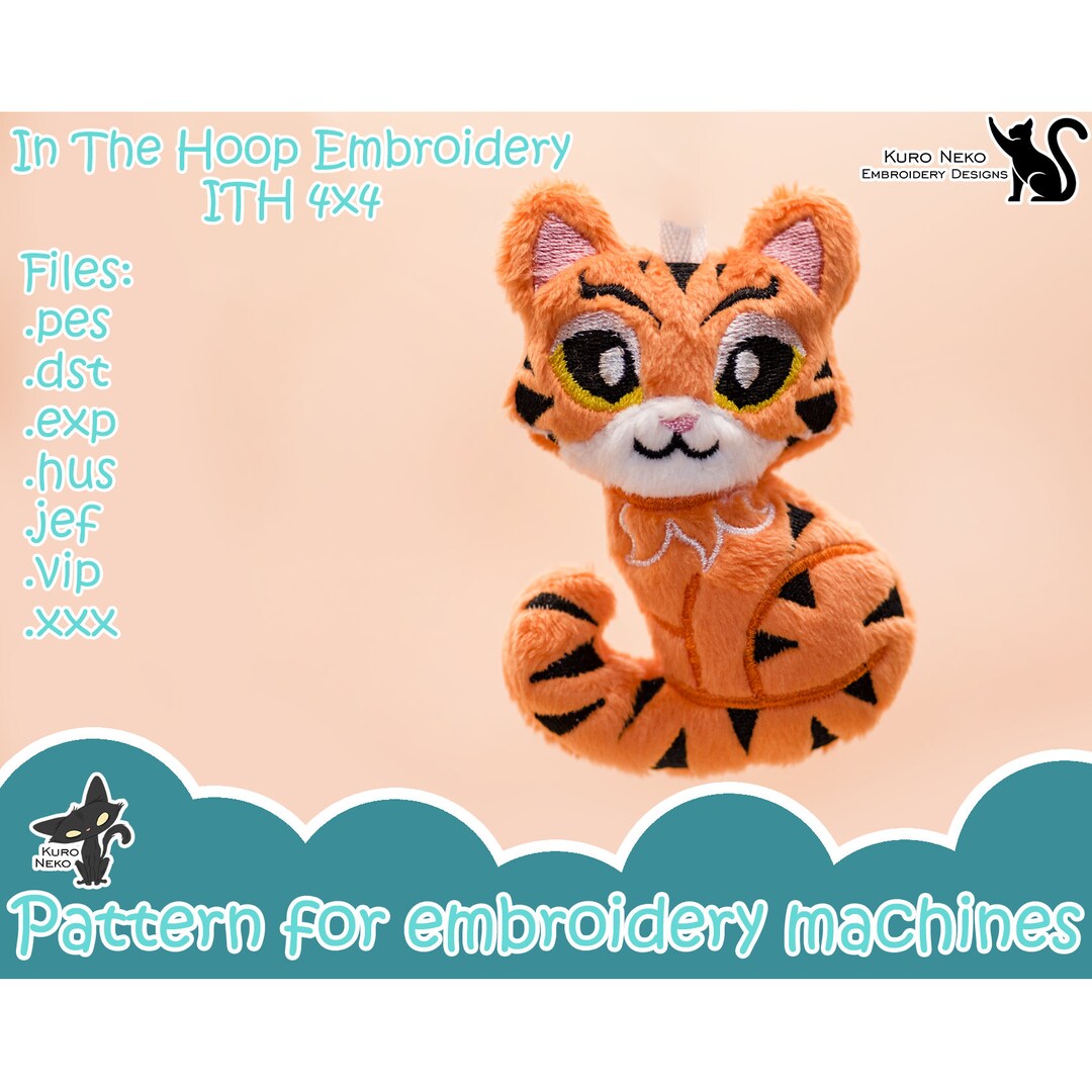 In the Hoop - Digital ITH Plush Pattern | Keychain Chibi Tiger ...