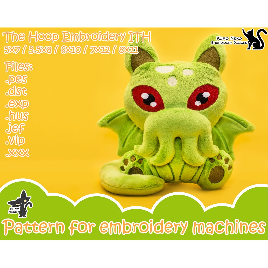 In the Hoop - Digital ITH Plush Pattern | Plushie Cute Cthulhu Cat ...