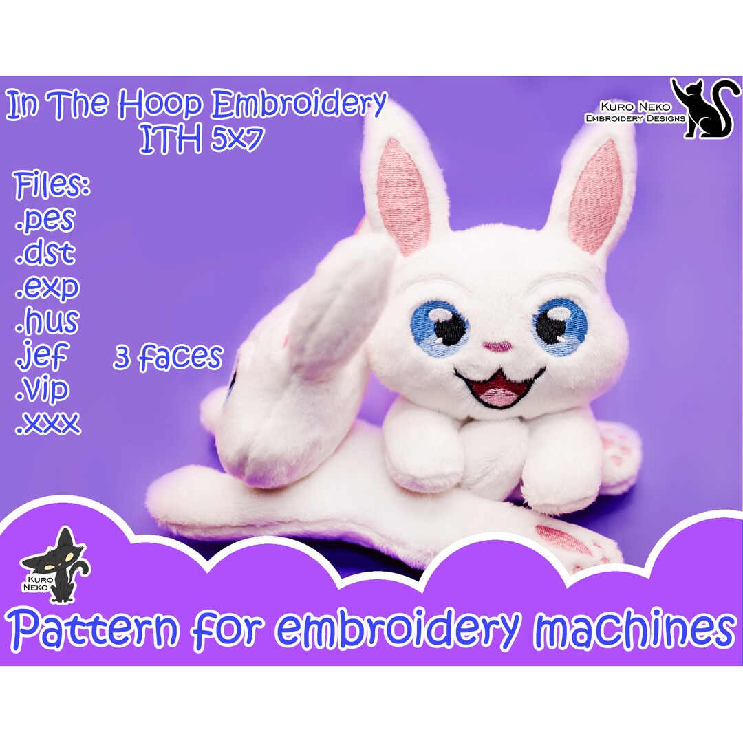 In the Hoop - Digital ITH Plush Pattern | Beanie Chibi Bunny | Easter ...
