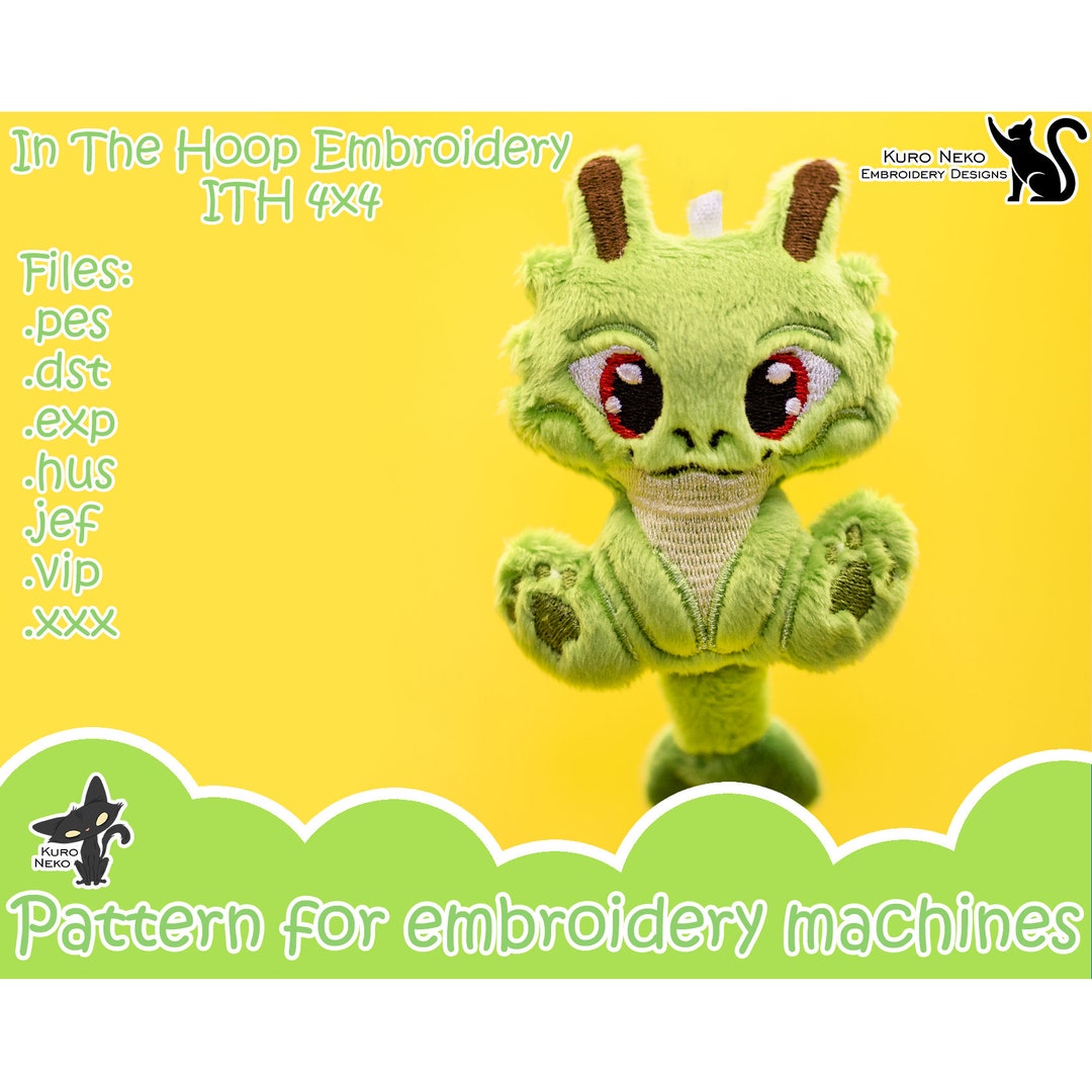 In the Hoop - Digital ITH Plush Pattern | Keychain Chibi Dragon ...