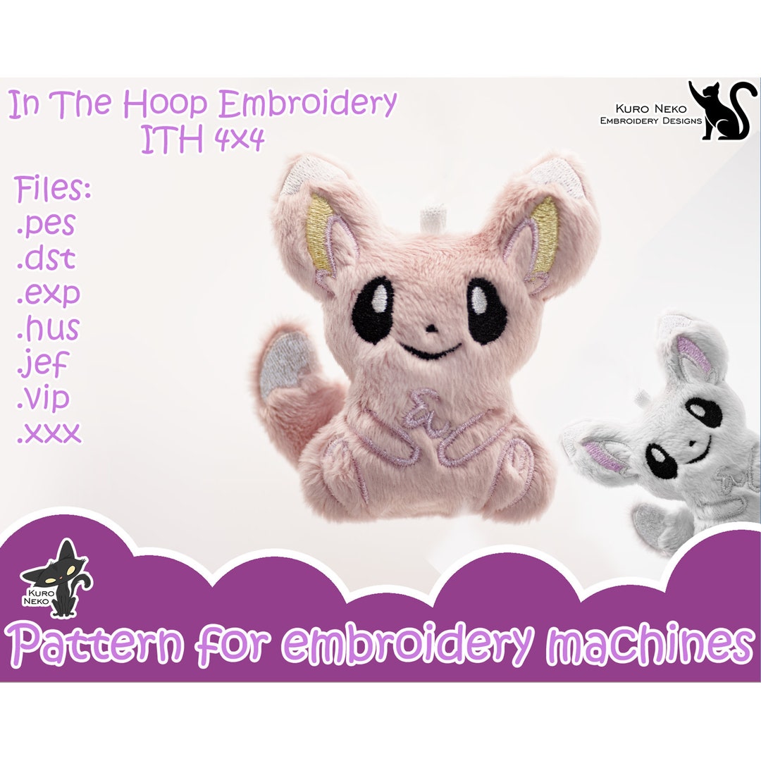 In the Hoop - Digital ITH Plush Pattern | Keychain Chibi Chinchilla 4x4 ...