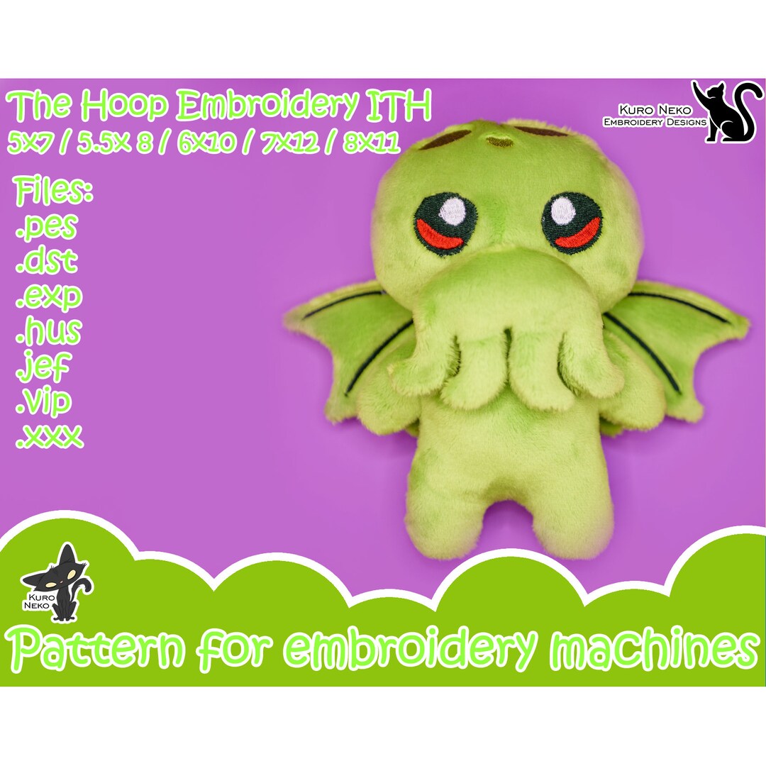 In the Hoop - Digital ITH Plush Pattern | Plushie Cute Cthulhu H.P ...