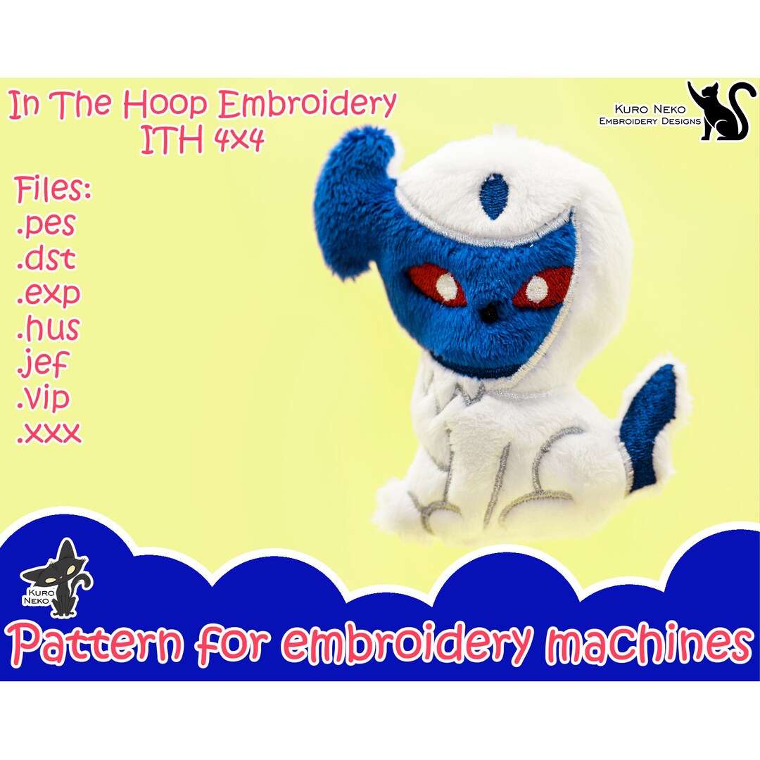 In the Hoop - Digital ITH Plush Pattern | Keychain Plush Absol | Cute ...