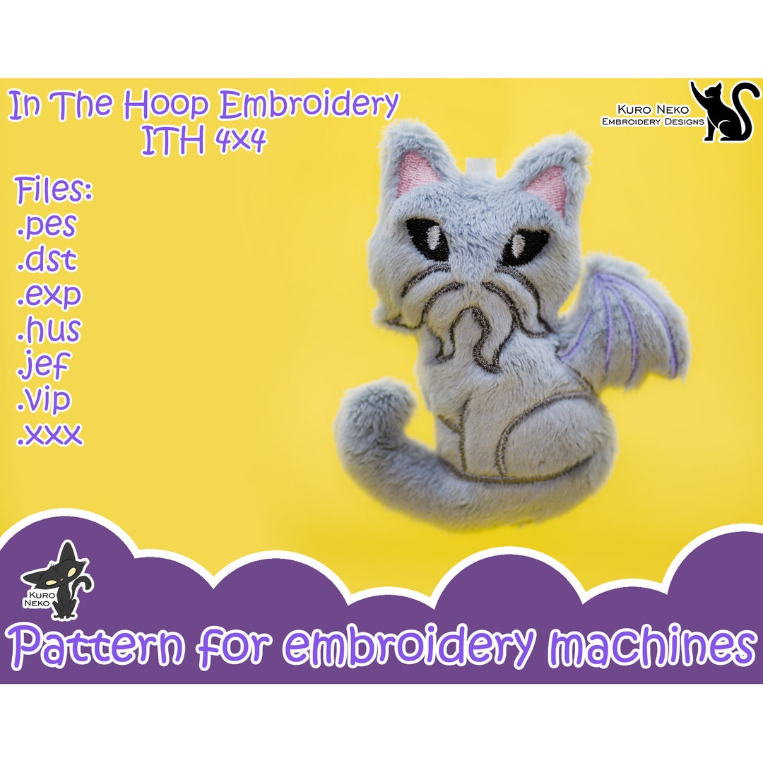 In the Hoop - Digital ITH Plush Pattern | Keychain Cat Cthulhu H.P ...