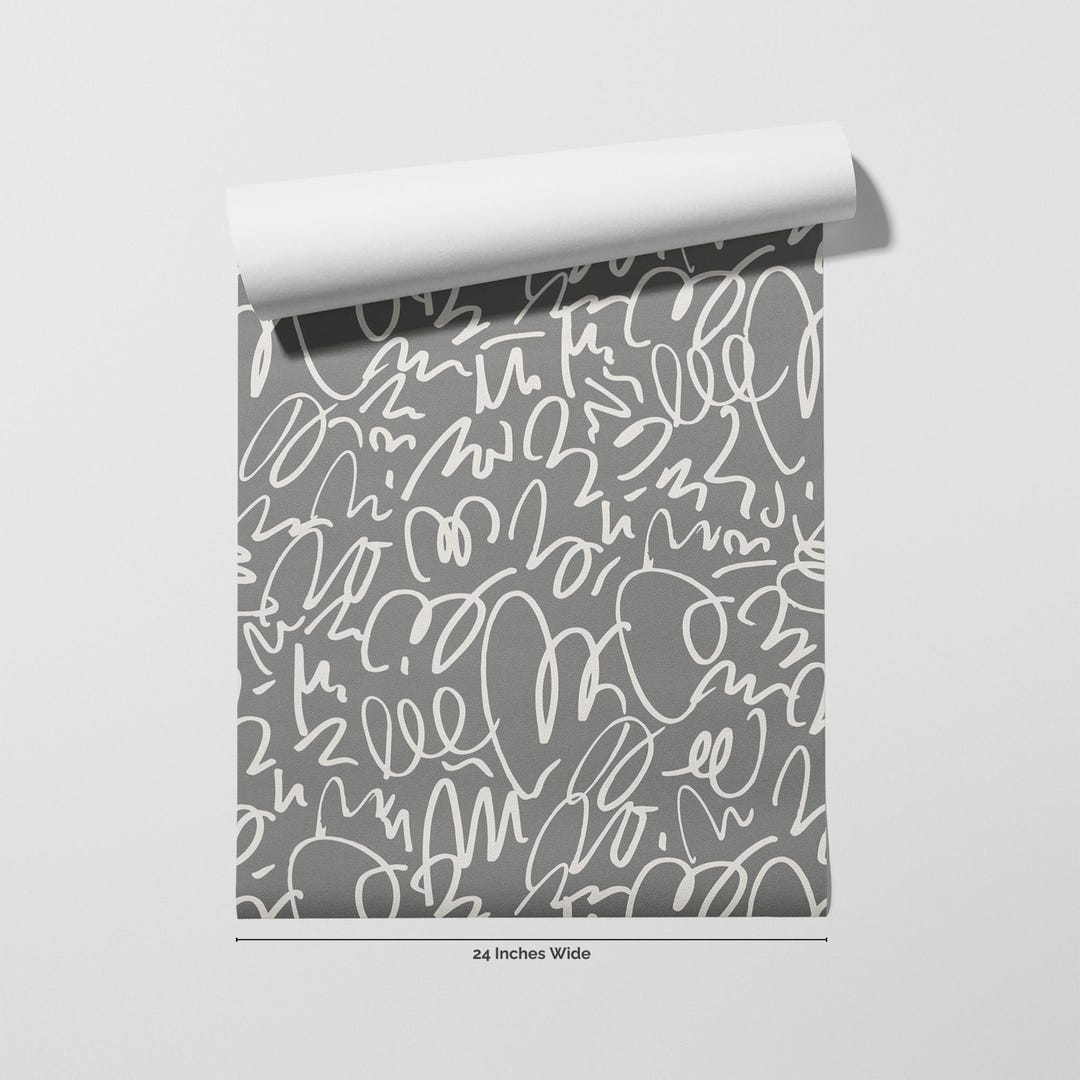 Gray Scribble Line Wallpaper Minimal Abstract Doodle Pattern - OPD310 ...