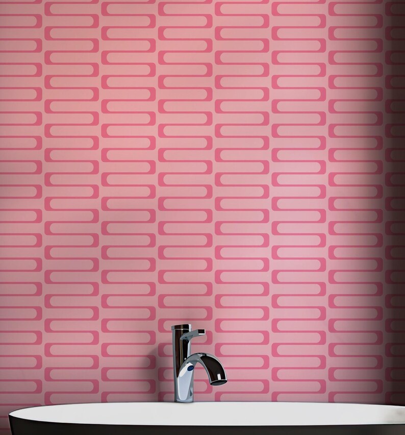 Pink Mid-century Modern Wallpaper Retro Funky Wall Decor Peel and Stick ...