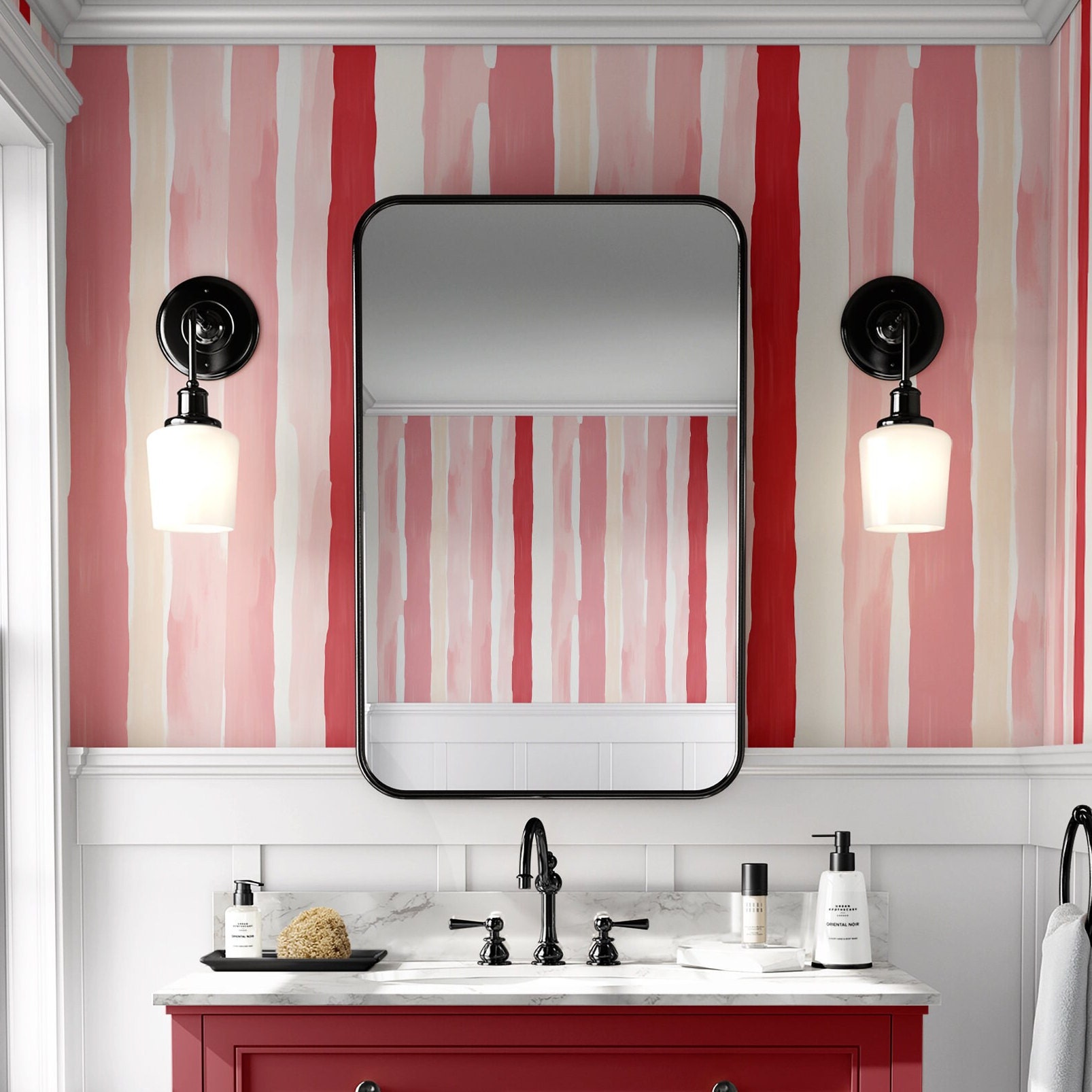 Wallpaper Vintage Pink Funky Stripe Wall Decor Colorful Cool - Etsy